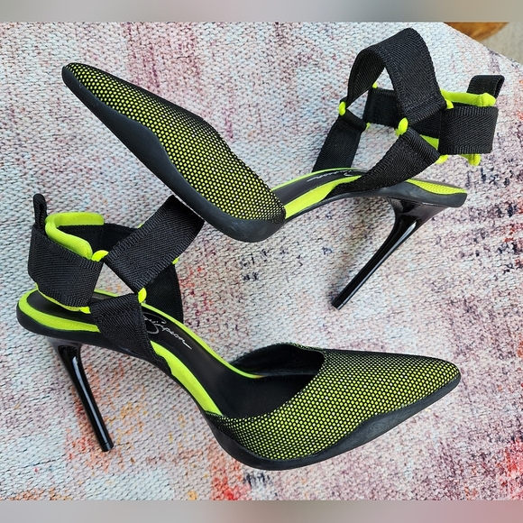 Jessica Simpson | Shoes | Hot Sexy Black Neon Green Yellow Jessica ...